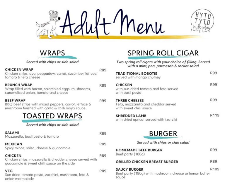 Restaurant Menu - Hyto Tyto